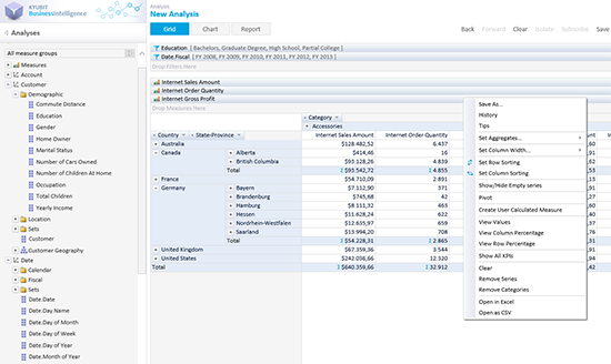 OLAP Client | KYUBIT Business Intelligence | OLAP Analysis & Dashboards ...